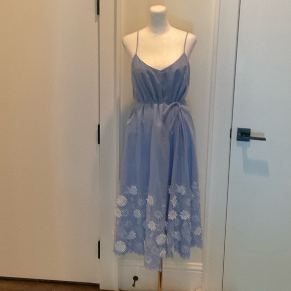 Milly | Dresses | Milly Blue Midi Dress With White Floral Accents ...